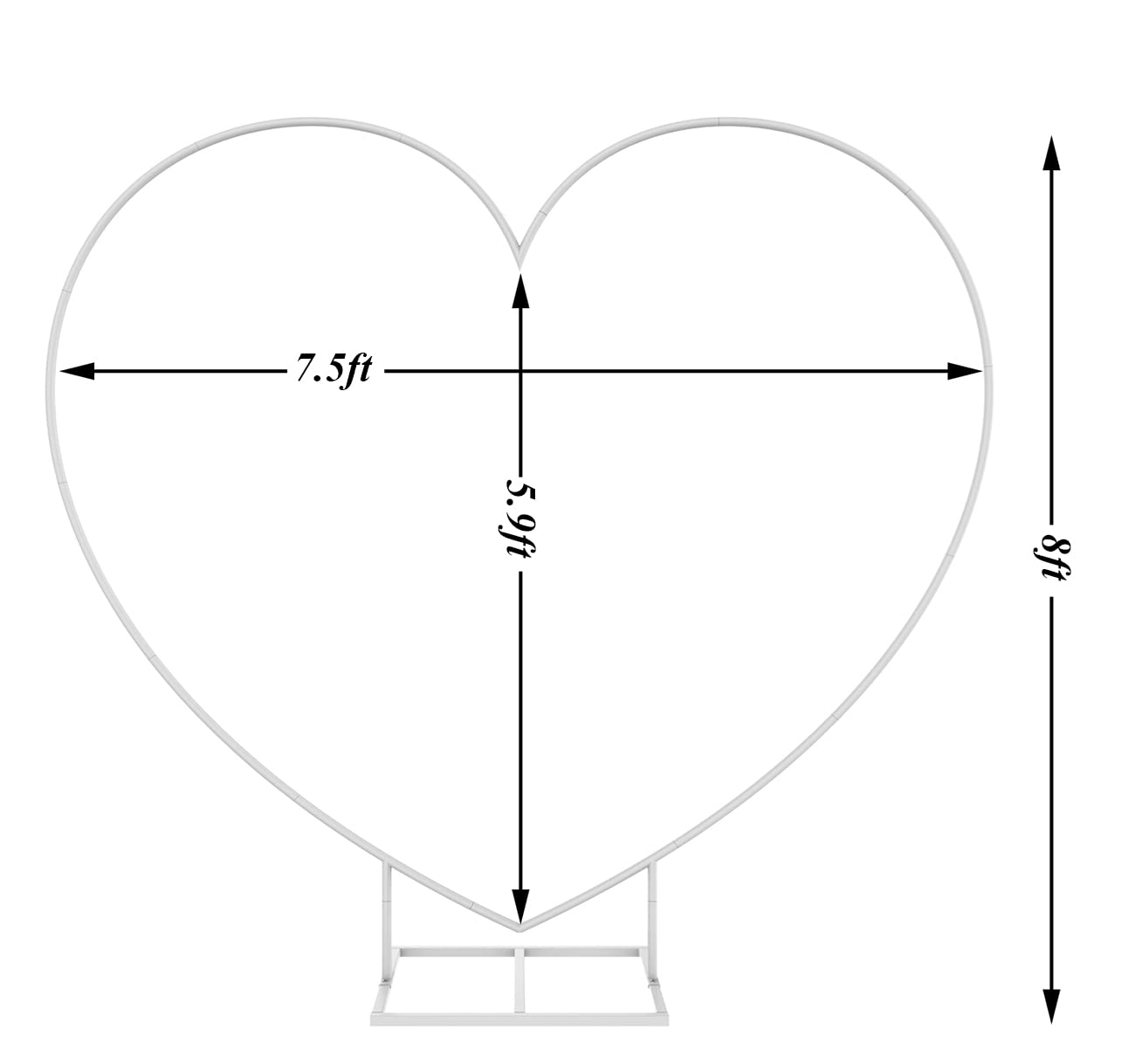 LANGXUN Large Size Metal Balloon Arch Kit, Wedding Heart Arch Stand, Love Balloon Column Arch Frame for Wedding, Bridal, Valentine's Day, Engagement and Birthday Party Supplies (Heart White)