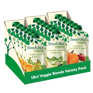 beech-nut baby food pouches variety pack, veggie purees, 3.5 oz (18 pack)