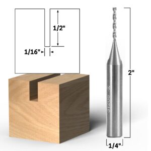 Yonico Upcut Router Bits Spiral 2 Flute Solid Carbide CNC End Mill 1/16-Inch Dia. 1/4-Inch Shank 31208-SC