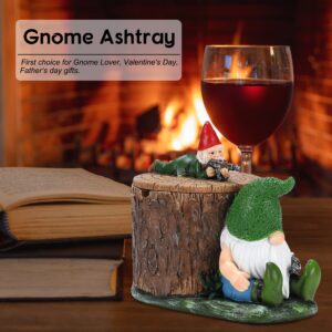 MOOTKA Gnome Gun Ashtray with Lid, Handmade Cool Resin Ashtrays for Cigarettes as Home Decor, Windproof Ashtrays for Indoor or Outdoor Use, Smoking Ash Tray Sets in Office Bar Hotel (Green-Gnome)