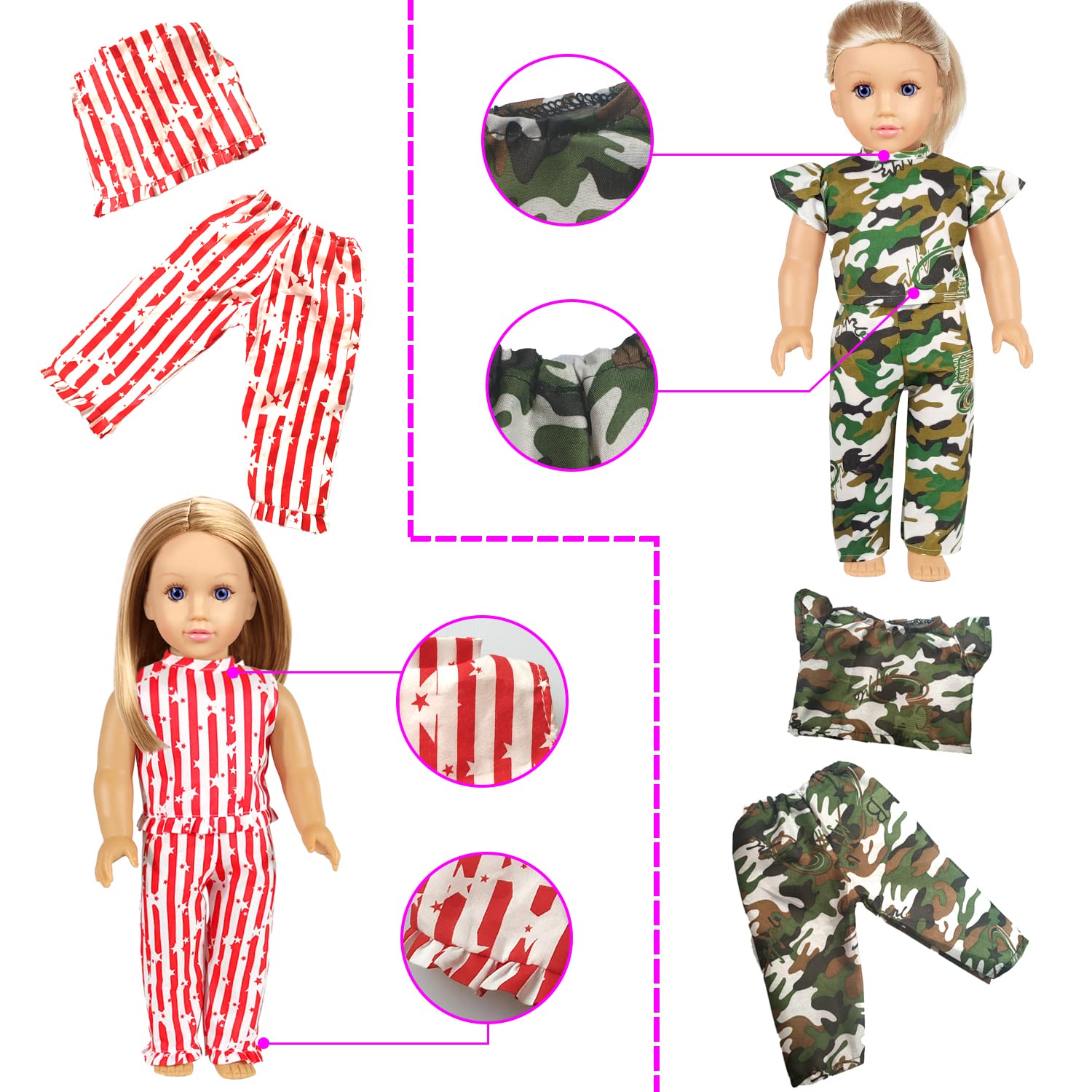 18 inch Doll Clothes Accessories for Girl Doll Clothes(10 Set)