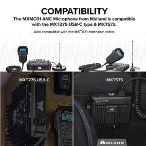 Midland – MXMC01 | Replacement Microphone for MXT275 & MXT575 – ANC Automatic Noise Canceling Electronic Microphone – Off-Roading Loud and Open-Air Vehicle - GMRS Farming Overlanding