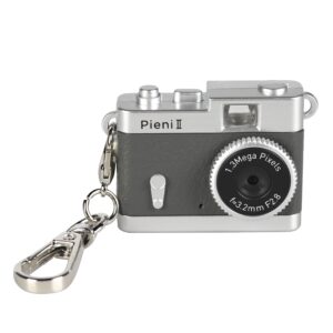 kenko 144312 pieni ii digital toy camera, gray, key holder set, 1.31 megapixels, photo & video capability, micro sd card slot