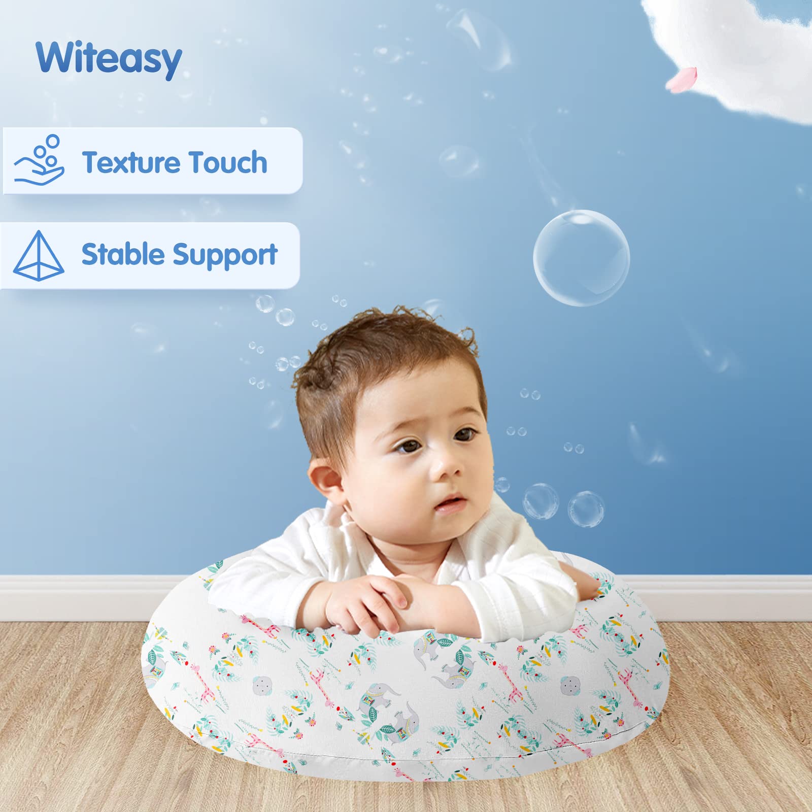 Witeasy Breastfeeding Pillows, Baby Feeding Pillow for Breast Feeding & Bottle Feeding, Nursing Pillow with Removable Cotton Cover, Machine Washable (Elephant-1)…