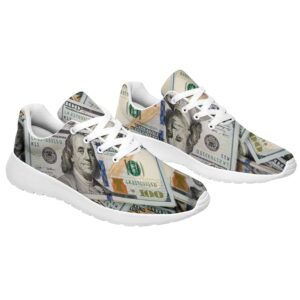 Men's Women's Running Shoes New One Hundred Dollar Bill Money Print Tennis Walking Sneakers Gifts for Boy Girl,US Size 12 Women/10.5 Men Beige