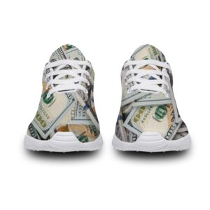 Men's Women's Running Shoes New One Hundred Dollar Bill Money Print Tennis Walking Sneakers Gifts for Boy Girl,US Size 12 Women/10.5 Men Beige