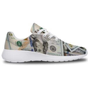 Men's Women's Running Shoes New One Hundred Dollar Bill Money Print Tennis Walking Sneakers Gifts for Boy Girl,US Size 12 Women/10.5 Men Beige