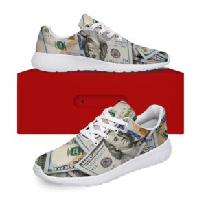 Men's Women's Running Shoes New One Hundred Dollar Bill Money Print Tennis Walking Sneakers Gifts for Boy Girl,US Size 12 Women/10.5 Men Beige