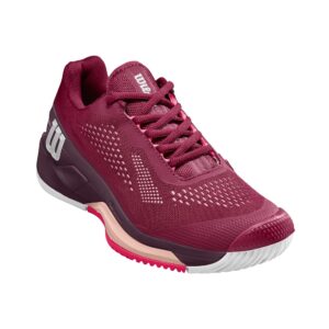 WILSON Women's Rush Pro 4.0 Sneaker, Beet Red/White/Tropical Peach, 9