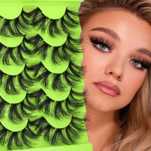 Cluster Lashes 16-22mm Fluffy Dramatic Curly Russian Strip Cat-Eye Individual Lashes Wispy DIY Lash Extensions 6D Faux Mink False Eyelashes