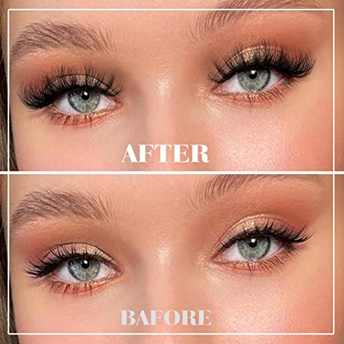 Cluster Lashes 16-22mm Fluffy Dramatic Curly Russian Strip Cat-Eye Individual Lashes Wispy DIY Lash Extensions 6D Faux Mink False Eyelashes