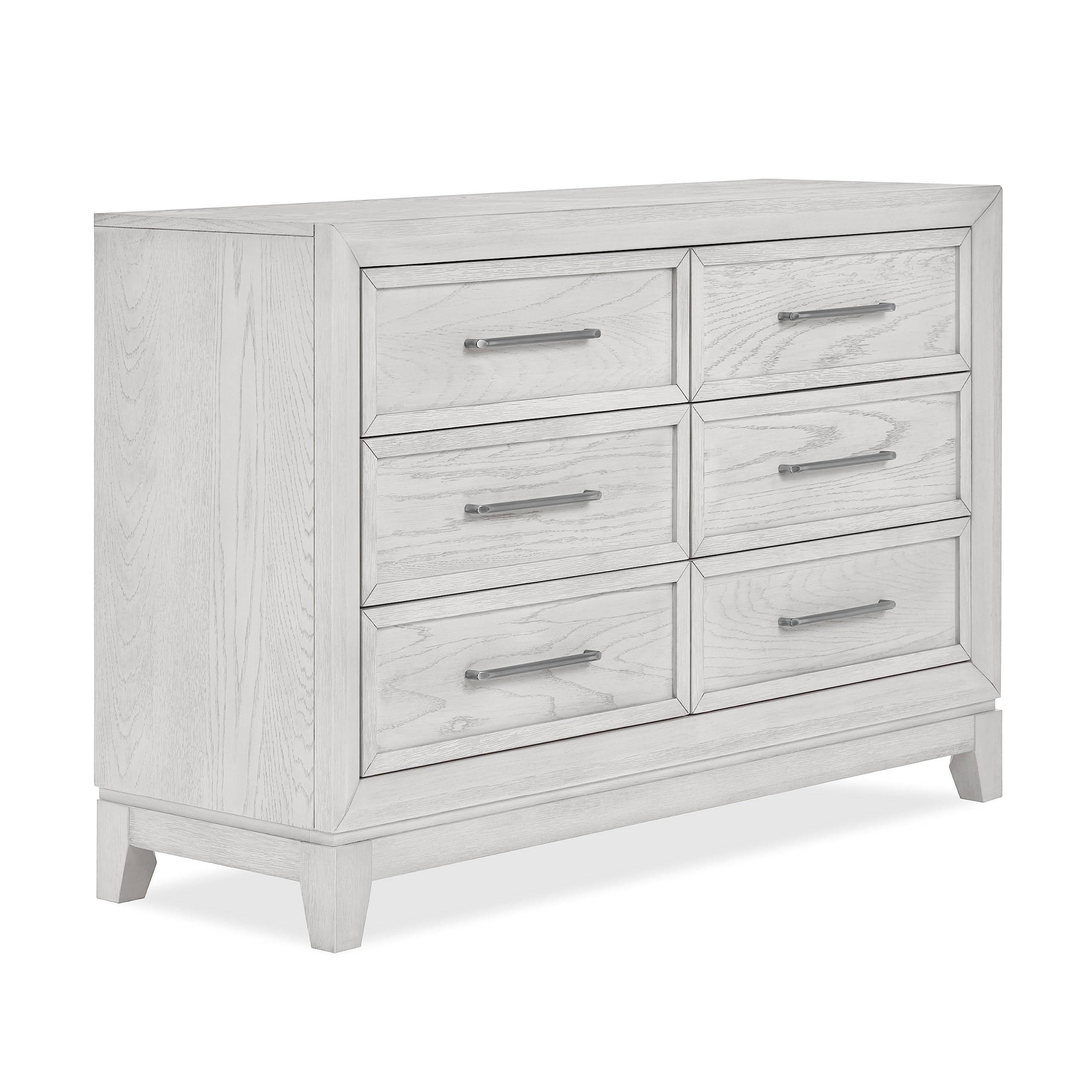 Evolur Lourdes Double Dresser in Greyhound, Comes with Six Spacious Drawers, Made of Hardwood, Included Anti Tipping Kit, Dresser for Nursery, Bedroom, Wooden Nursery Furniture