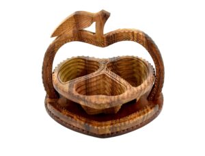 baskets i folding wooden basket i collapsible adjustable basket i decorative rosewood color i gift for mom wedding gift christmas i by dawn handicrafts (apple - 1 compartment)