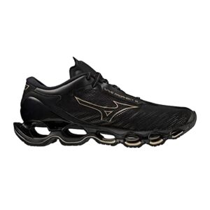 mizuno wave prophecy 12 men's road running shoe black, black ge gold, 11 us