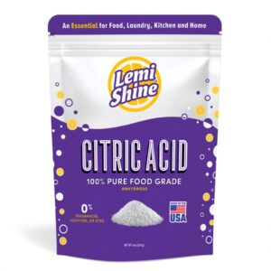 lemi shine 100% citric acid l pure food-grade flavor enhancer & all-natural preservative | fragrance free citric acid for mini bath bombs, cooking, & canning, 8 oz. bag