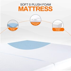 Cheer Collection Tri-Fold Memory Foam Mattress - 4" Thick Gel Infused Foam Folding Bed for Guests, Cot Size - 31" x 75"