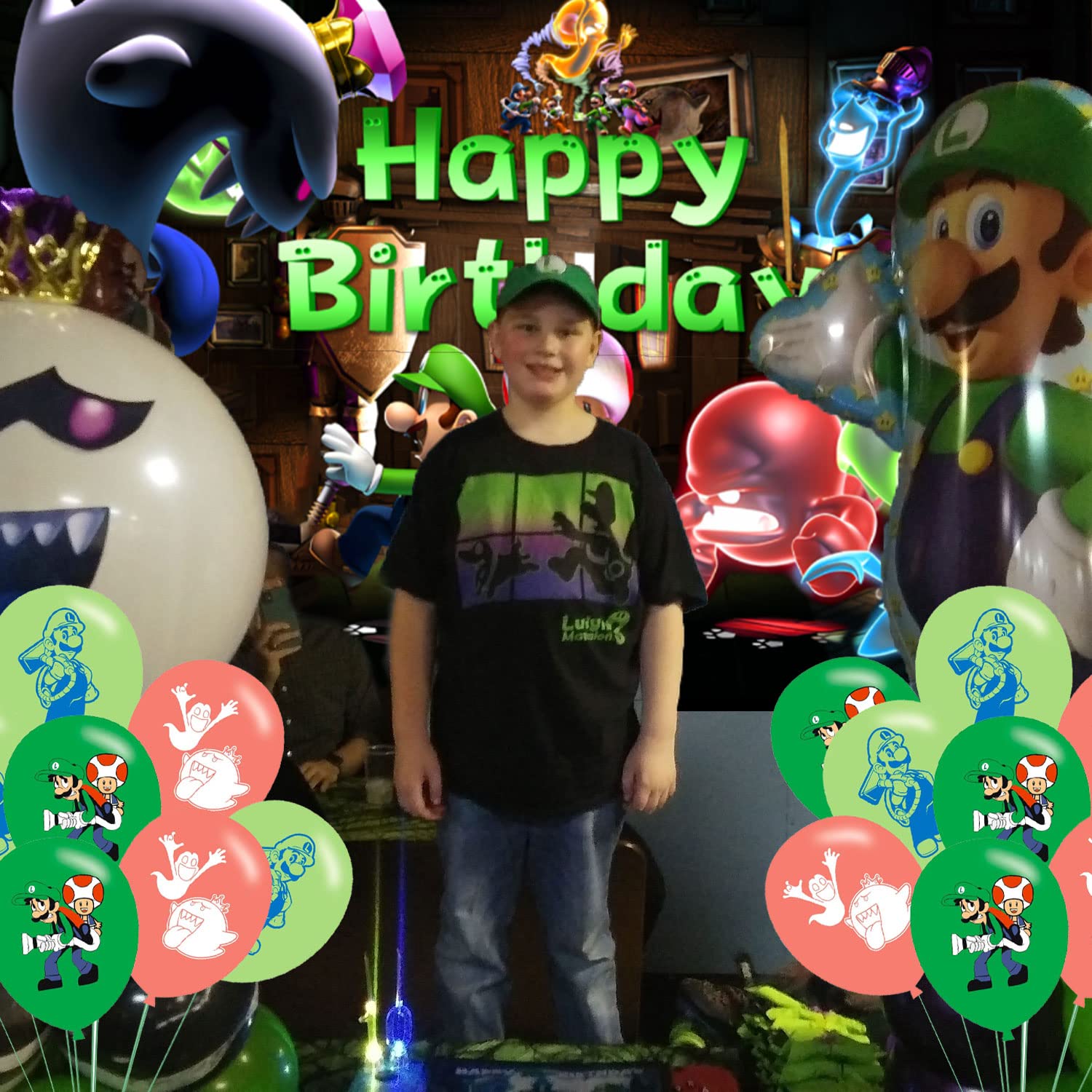 Luigi's Mansion 3 Birthday Backdrop Cartoon Luigi's Mansion 3 Banner Poster for Luigi's Mansion Fans Girls Cartoon Theme Party DecorationsLuigi's Mansion Birthday Supplies Background Studio