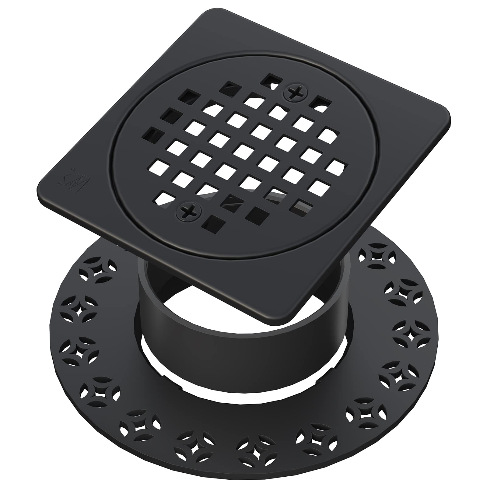 Uni-Green 4” Drain Grate Kit Replacement Compatible with Schluter Kerdi-Drain Flange - CUPC Certification, SS304 Stainless Steel and Durable ABS Material, Includes Height Adjustment Collar and Ring.