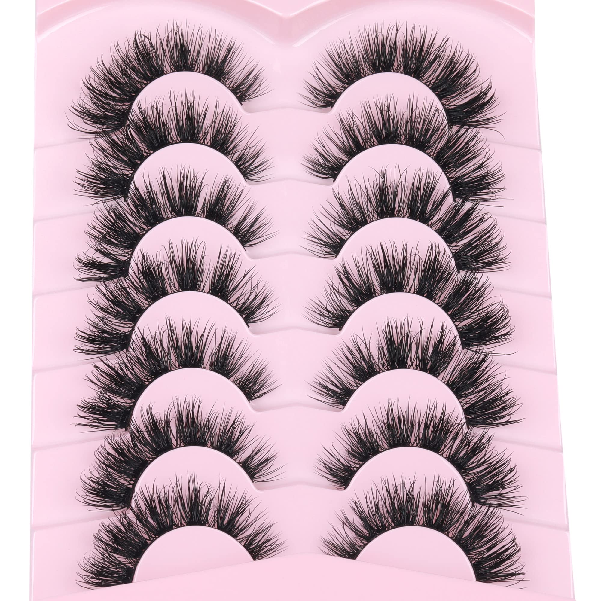 Mink Lashes Natural Look False Eyelashes Fluffy Flat Eyelashes 3D Mink Lashes Wispy Strips Lashes 7 Pairs Multipack by Focipeysa