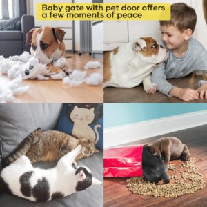 Baby Gate with Cat Door，42.5"-29.5" Auto Close Safty Dog Gate with Cat Door- Pressure Mounted Baby Gate for Doorway Stairs (Fits 29.5-42.5" Width)