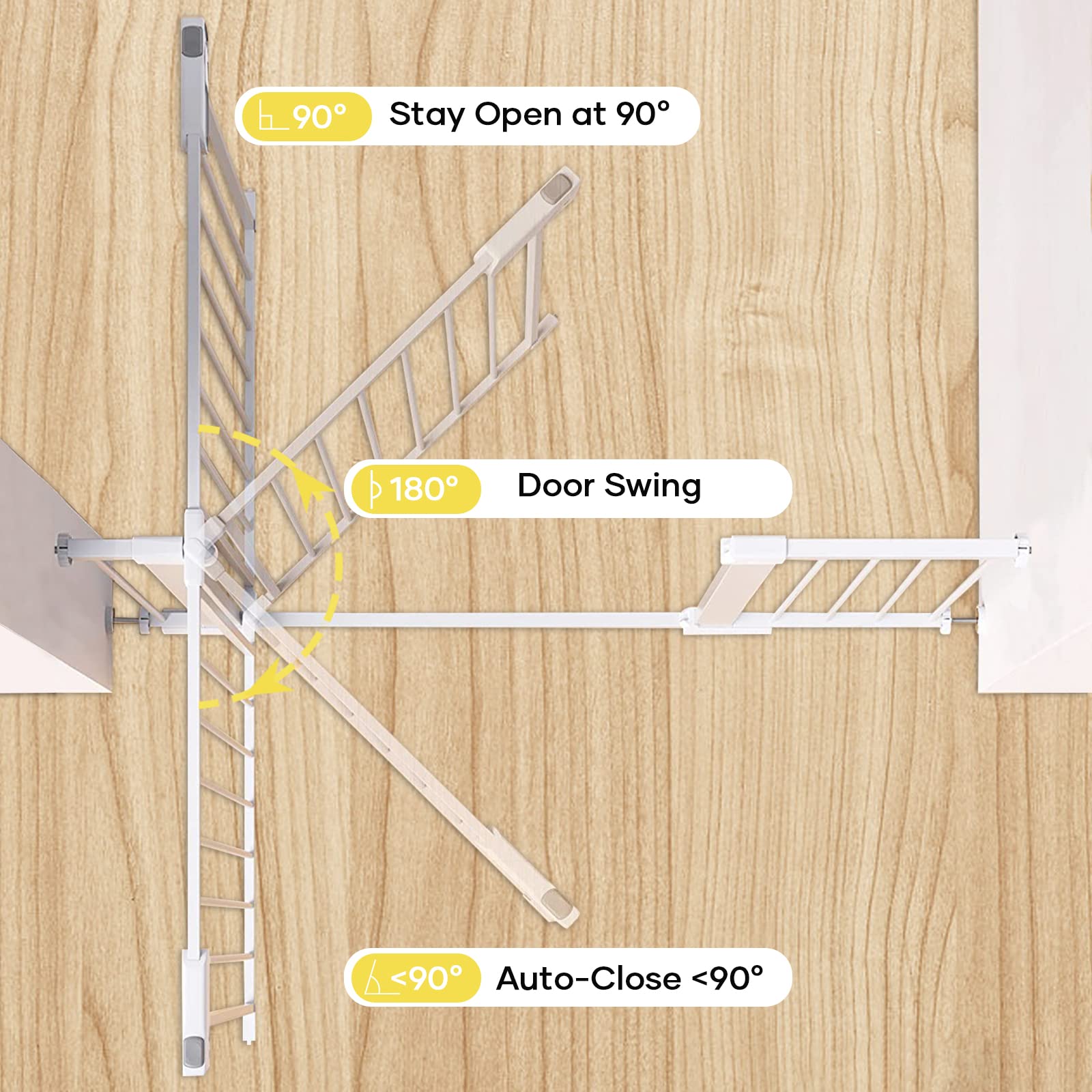 Baby Gate with Cat Door，42.5"-29.5" Auto Close Safty Dog Gate with Cat Door- Pressure Mounted Baby Gate for Doorway Stairs (Fits 29.5-42.5" Width)