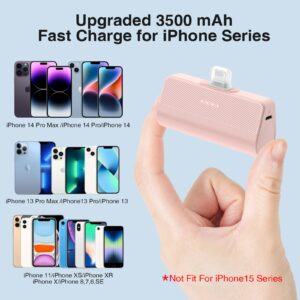 ATGIH Portable Charger for iPhone,3500mAh Ultra-Compact Small Power Bank Compatible with iPhone 6/7/8/SE/11/XR/12/12 Pro Max/13/13 Pro Max/14/14 Pro Max/14 Plus/Airpods Series（Pink）