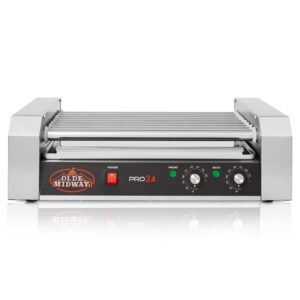 Olde Midway Electric 24 Hot Dog 9 Roller Grill Cooker Machine 1200-Watt - Commercial Grade