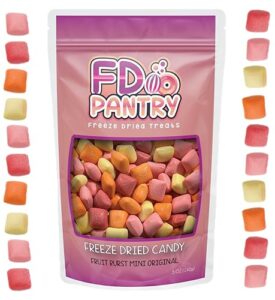 freeze dried fruit bursts candy - mini original hard candy mix 5oz treat snack gift bag cherry, strawberry, lemon, orange candies freeze-dried candies