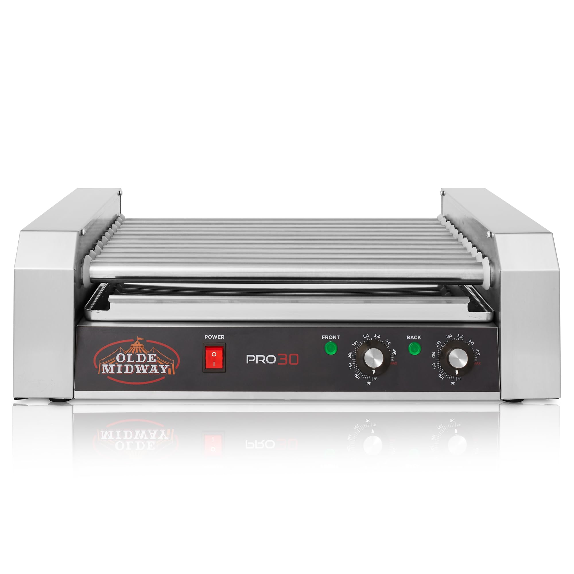 Olde Midway Electric 30 Hot Dog 11 Roller Grill Cooker Machine 1400-Watt - Commercial Grade