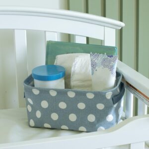 Steel Mill & Co 3-Pack Collapsible Storage Bins, Small Baskets for Organizing, Decorative Fabric Bins for Nursery, Shelves, and Closets, Blue and Cream Texture Dots