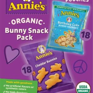 Annie's Organic Birthday Cake Bunny Grahams and Cheddar Bunnies Snack Pack 36 Count, 36 oz