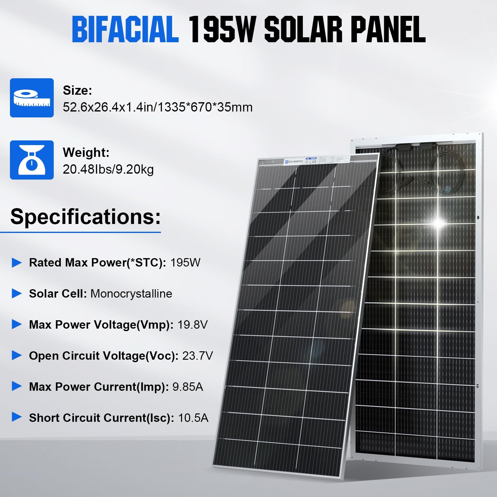 ECO-WORTHY 10.7KWH 2400W 48V Solar Power System Kit Off Grid Solar Panel Kit with 5000W 48V All-in-one Solar Charge Inverter and 12pcs 195W Solar Panel and Z Mounting Brackets.Plug and Play