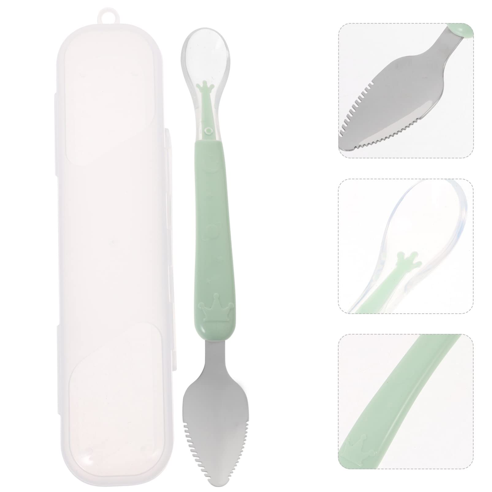 Toddmomy 1pcs Double Head Baby Spoon,Silicone Baby Fruit Scraping Mud Spoon Feeding Spoons Training Spoon Gift Set for Infants Baby,Green