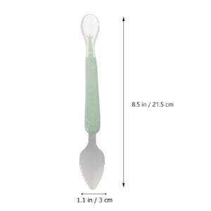 Toddmomy 1pcs Double Head Baby Spoon,Silicone Baby Fruit Scraping Mud Spoon Feeding Spoons Training Spoon Gift Set for Infants Baby,Green