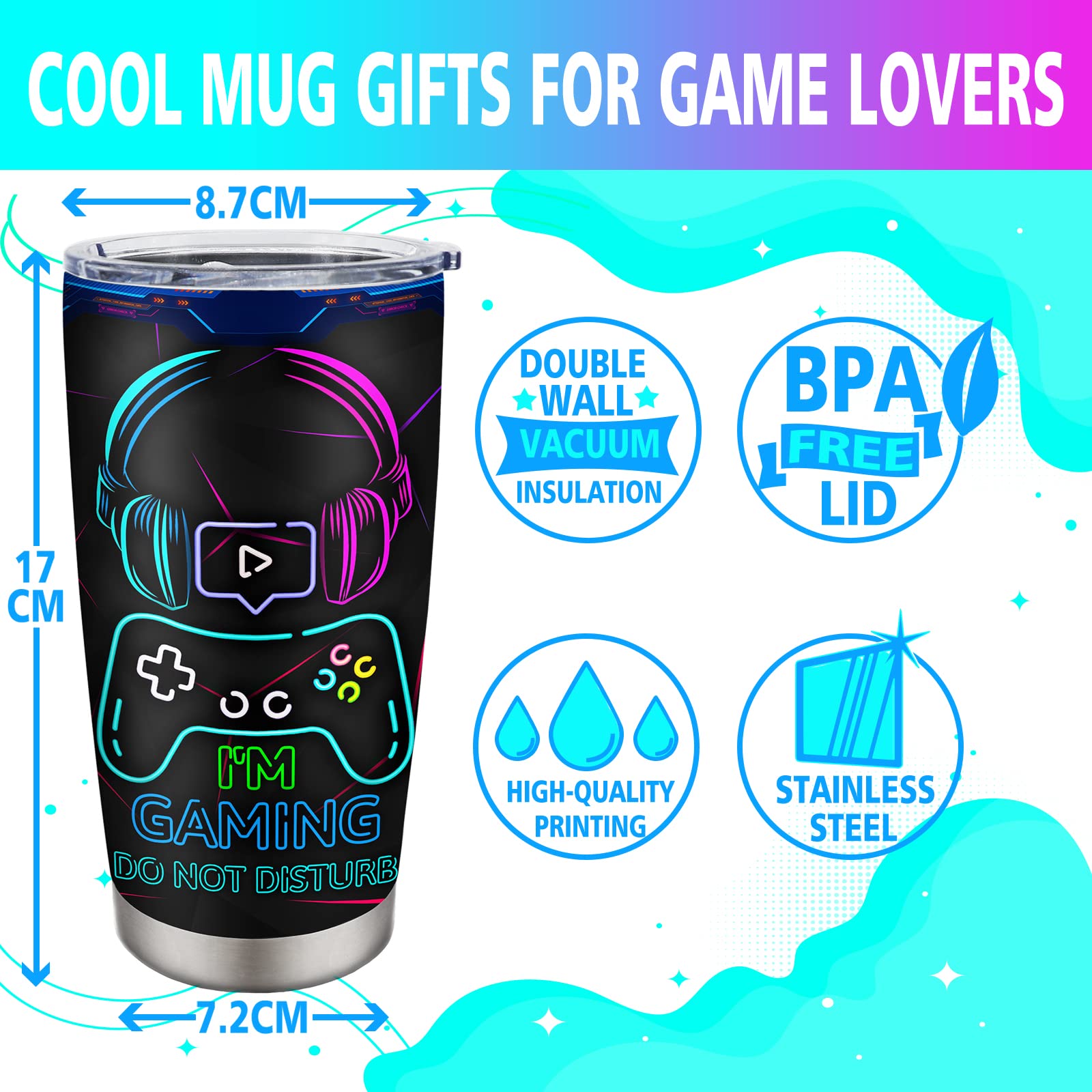 Gamer Gifts, Gifts for Gamers, Cool Gamer Gifts for Men Teen Boys Boyfriend, Gaming Gifts, Gamer Gift Ideas, Video Game Gifts, Gamer Girl Gifts, Gifts for Game Lovers Stainless Steel Tumbler 20oz 1Pc