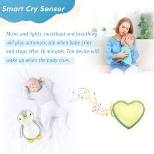 DEARBABY Baby Sleep Soother,Baby Registry Search Baby Soother Cry Baby Shower Gifts Auto Off Timer,Heartbeat Penguin Help Kids Go to Sleep Faster,Mother's Day Gifts