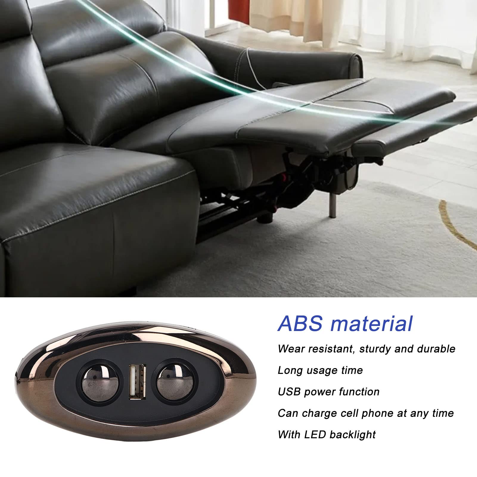 Sofa Hand Control, LED Backlight Single USB Charging Port Lift Chair Power Recliner Hand Control Replacement Parts