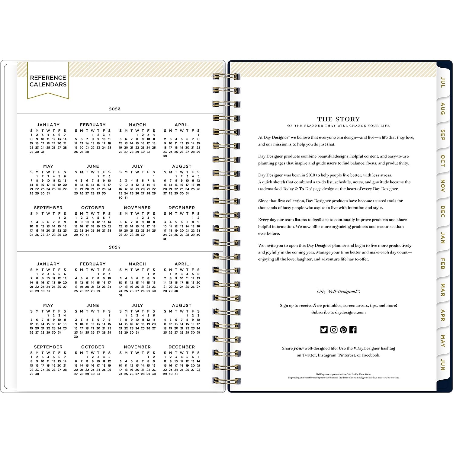 Blue Sky Day Designer for 2023-2024 Academic Year Weekly and Monthly Planner, 5' x 8', Flexible Cover, Wirebound, Peyton Navy (107927-A24)