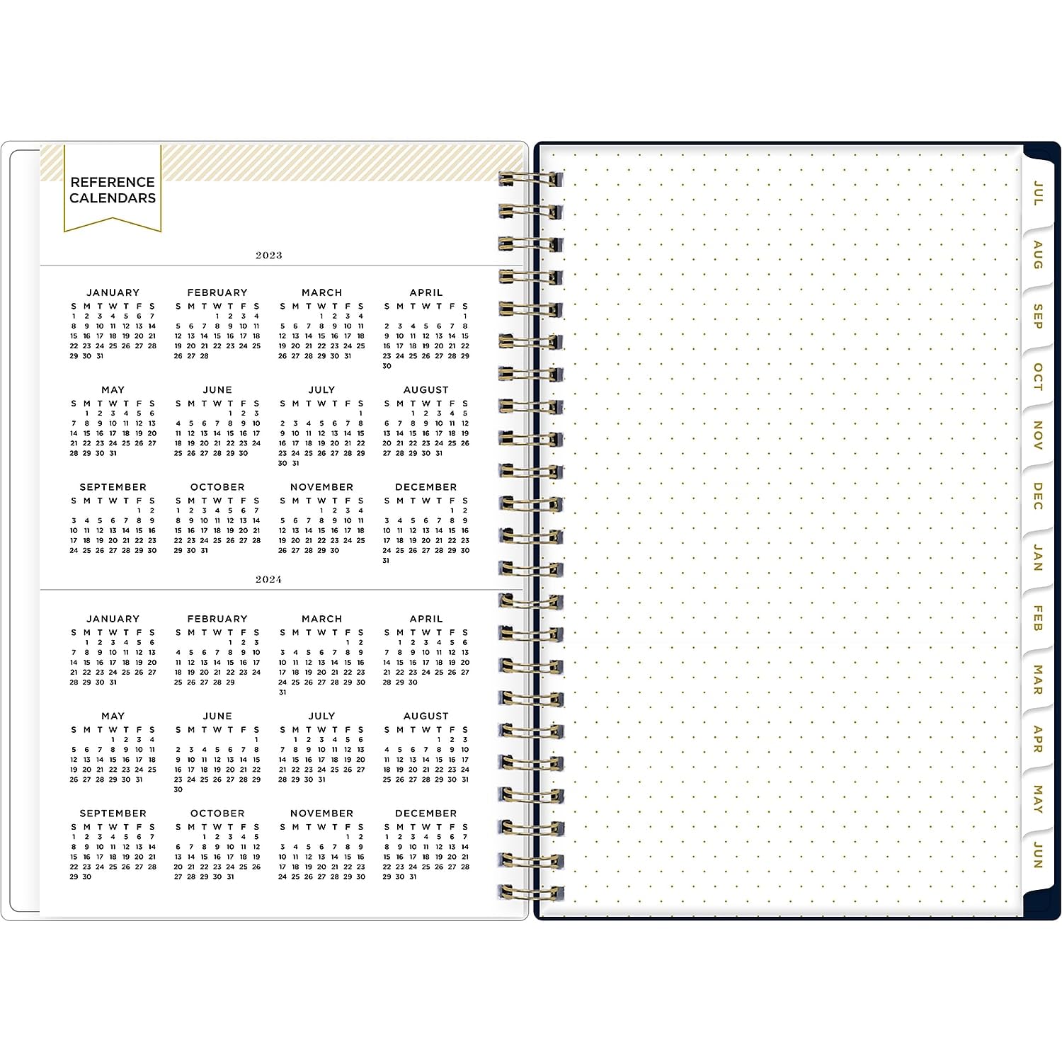 Blue Sky Day Designer for 2023-2024 Academic Year Weekly and Monthly Planner, 5' x 8', Flexible Cover, Wirebound, Peyton Navy (107927-A24)