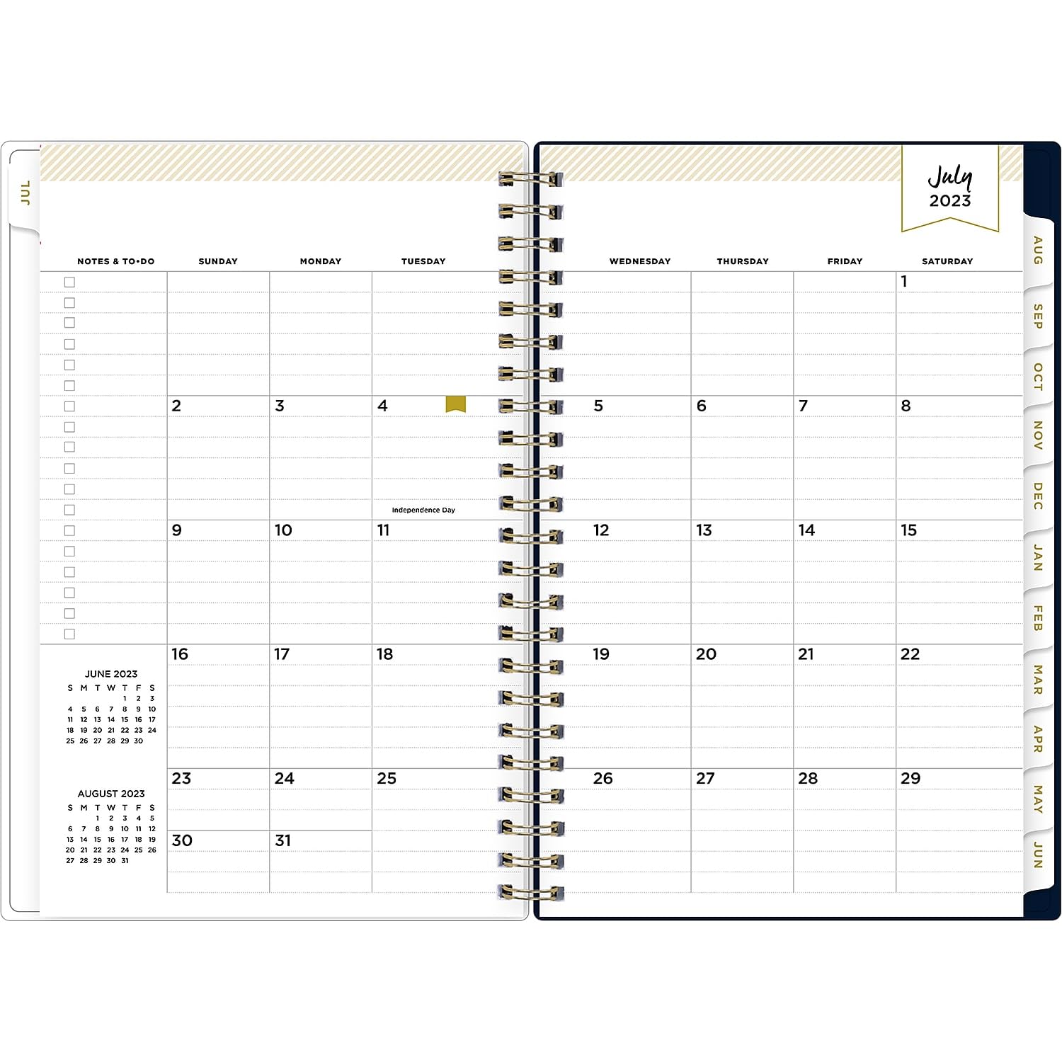 Blue Sky Day Designer for 2023-2024 Academic Year Weekly and Monthly Planner, 5' x 8', Flexible Cover, Wirebound, Peyton Navy (107927-A24)