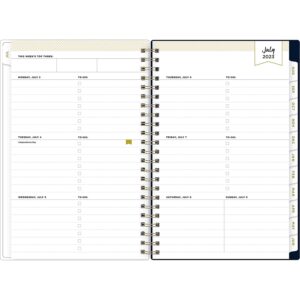 Blue Sky Day Designer for 2023-2024 Academic Year Weekly and Monthly Planner, 5' x 8', Flexible Cover, Wirebound, Peyton Navy (107927-A24)