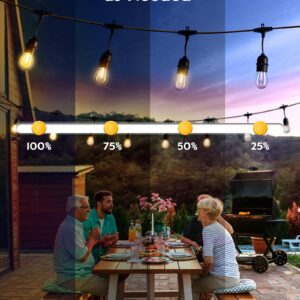 Brightown 52FT LED Outdoor String Lights with 3 Lighting Modes, Outside Dimmable Patio Lights with Timer, Waterproof Hanging Lights for Outside Garden Yard Balcony Backyard Cafe