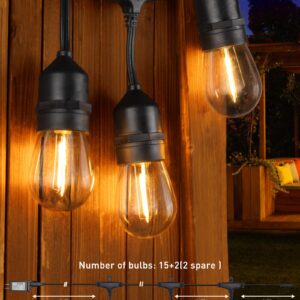 Brightown 52FT LED Outdoor String Lights with 3 Lighting Modes, Outside Dimmable Patio Lights with Timer, Waterproof Hanging Lights for Outside Garden Yard Balcony Backyard Cafe