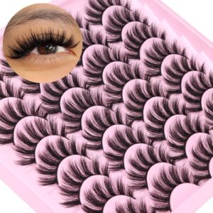 fluffy lashes wispy false eyelashes 15mm cat eye russian strip lashes d curl faux mink eyelashes 16 pairs by zegaine