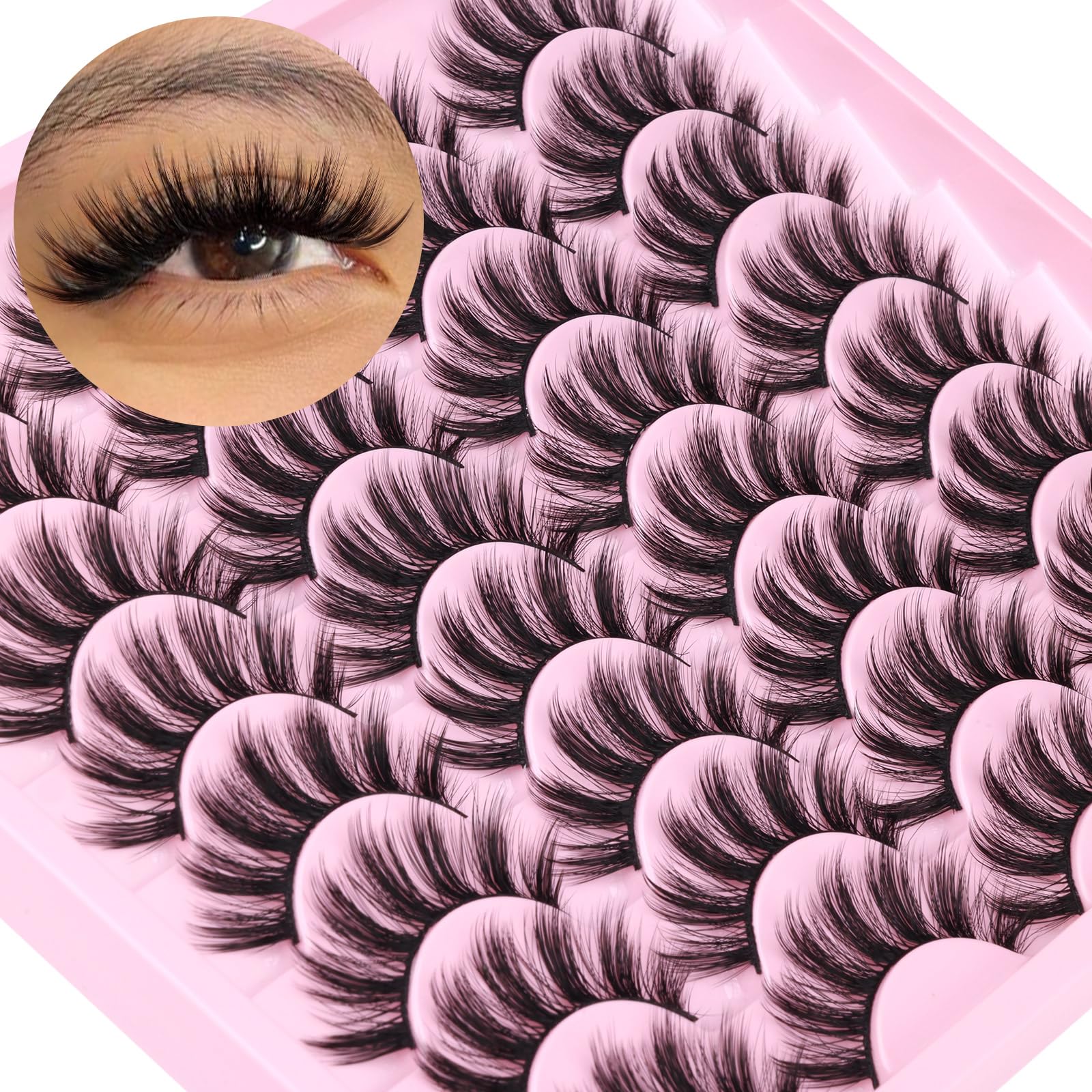 Fluffy Lashes Wispy False Eyelashes 15mm Cat Eye Russian Strip Lashes D Curl Faux Mink Eyelashes 16 Pairs by Zegaine