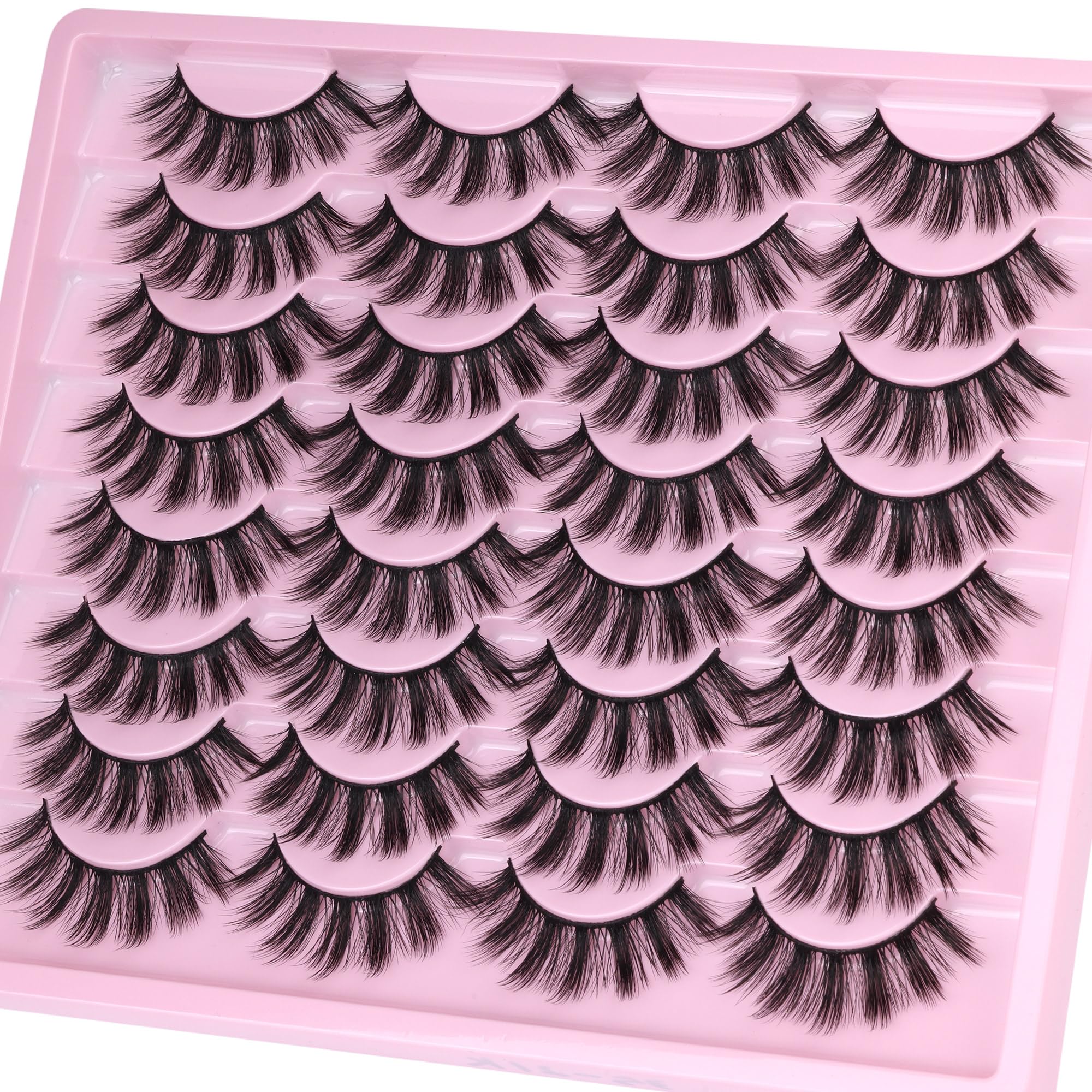 Fluffy Lashes Wispy False Eyelashes 15mm Cat Eye Russian Strip Lashes D Curl Faux Mink Eyelashes 16 Pairs by Zegaine