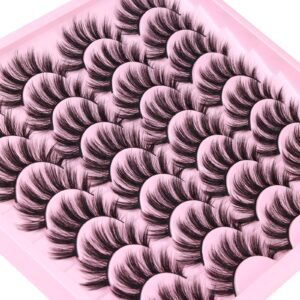 Fluffy Lashes Wispy False Eyelashes 15mm Cat Eye Russian Strip Lashes D Curl Faux Mink Eyelashes 16 Pairs by Zegaine