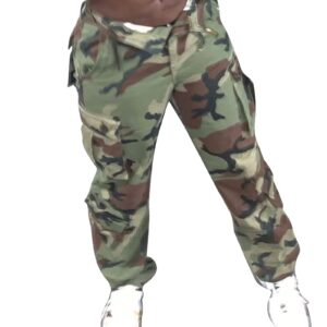 TRGPSG Women's Cargo Pants, Fashion Cargo Elastic Waistband Sweatpants, Techwear Camo Pants with Multi-Pocket 2039 C29 Camo 18