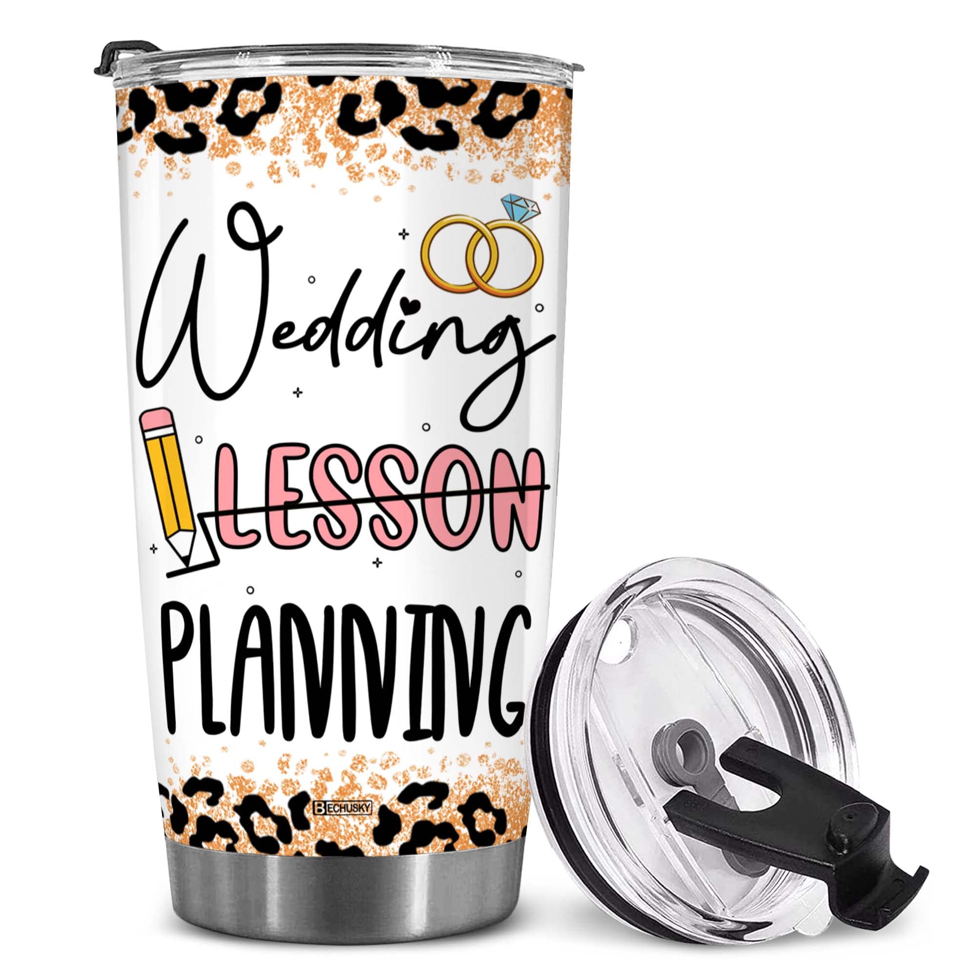 BECHUSKY Teacher Wedding Gifts - Wedding Lesson Planning Tumbler, Engaged Teacher Tumbler, Soon To Be Bride Gifts, Wedding Planning Gifts for Bride Mrs Tumbler, Wedding Planning Cup, Engaged for Her