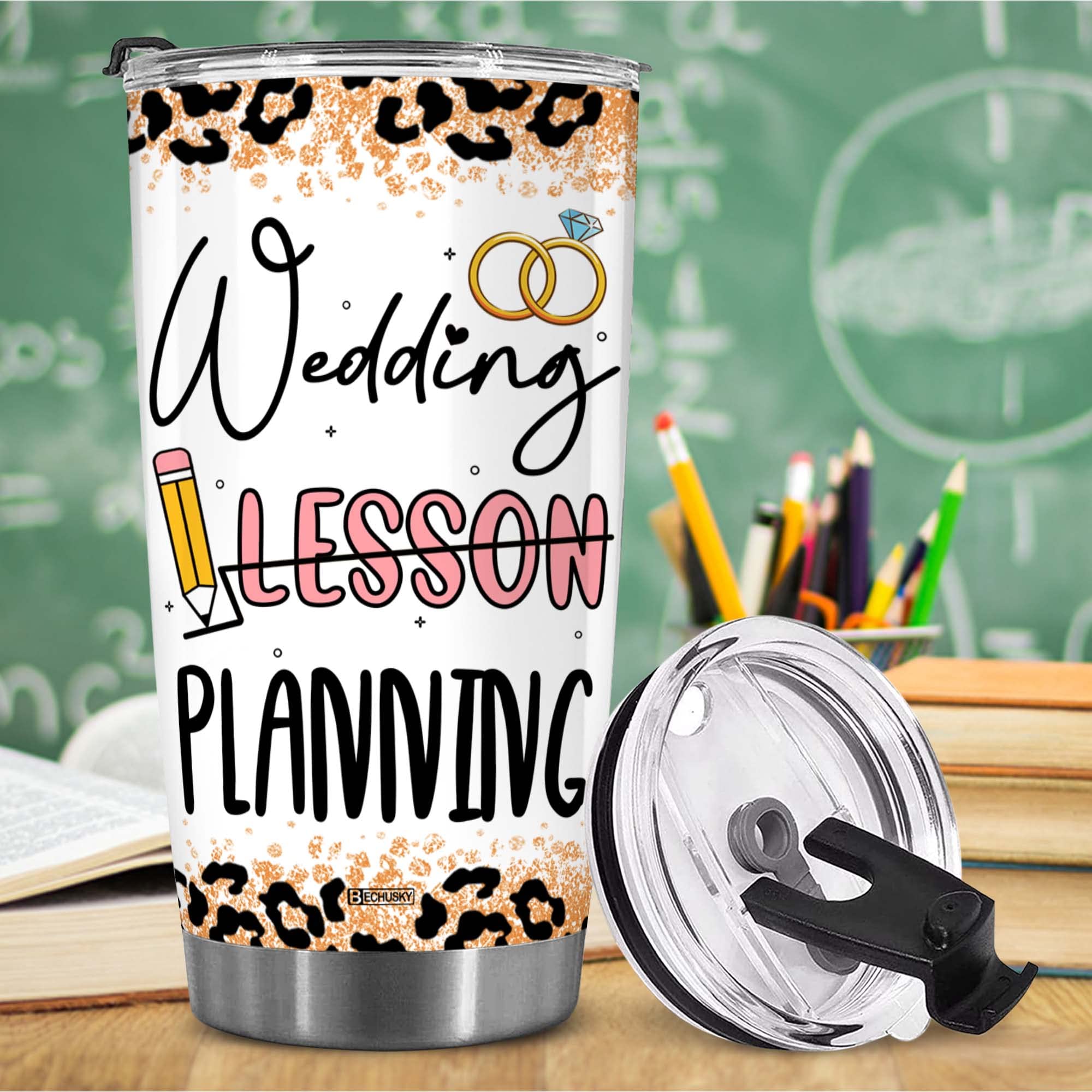 BECHUSKY Teacher Wedding Gifts - Wedding Lesson Planning Tumbler, Engaged Teacher Tumbler, Soon To Be Bride Gifts, Wedding Planning Gifts for Bride Mrs Tumbler, Wedding Planning Cup, Engaged for Her